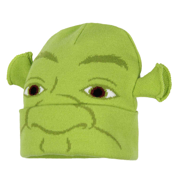 Shrek Costume Beanie Green Ogre Character Face Cuff Knit Beanie Hat w ...