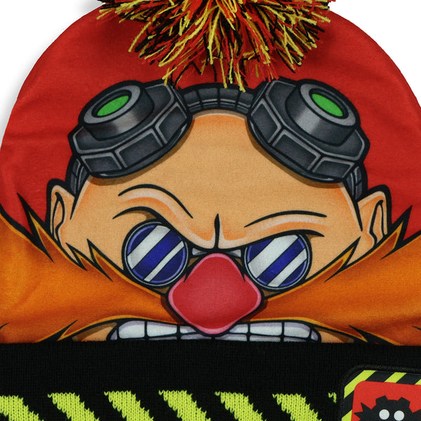 Sonic The Hedgehog Beanie Adult Dr. Eggman Face Pom Pom Cuff Knit Hat ...