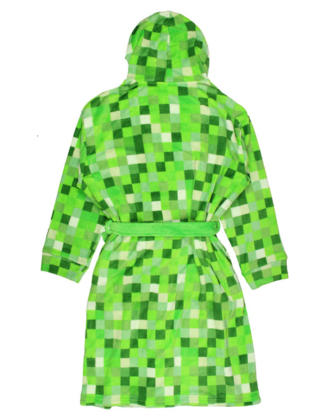 Minecraft Men's Pixelated Creeper Soft Fleece Hooded Bathrobe– Seven ...
