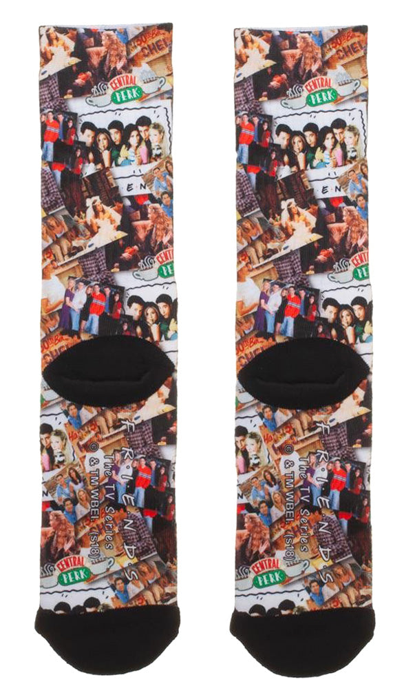 FRIENDS TV Show Scenes Collage All Over Sublimated Print Crew Socks ...